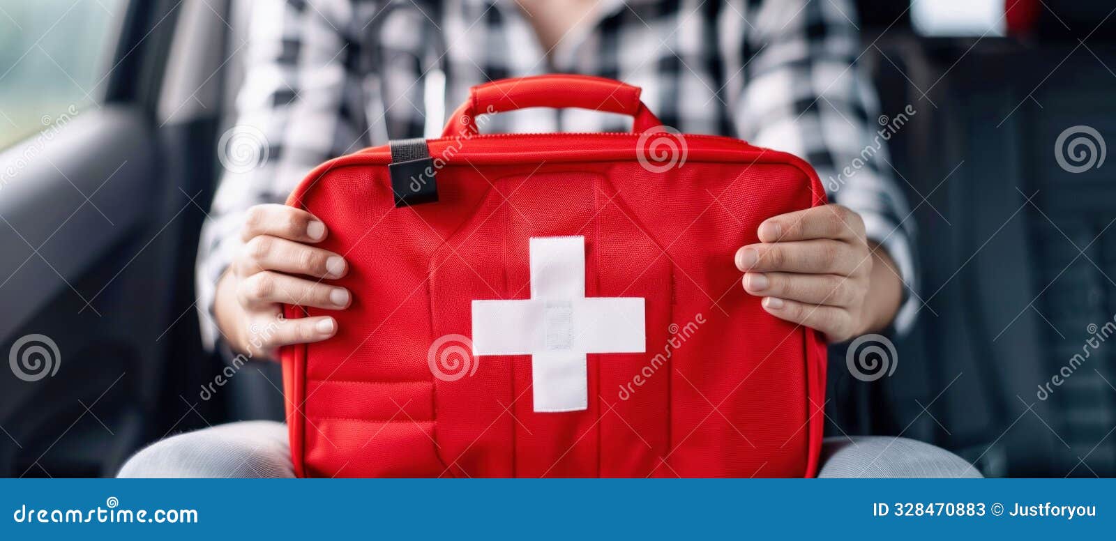 Man Holding a Red First Aid Kit. Generative Ai Stock Illustration ...