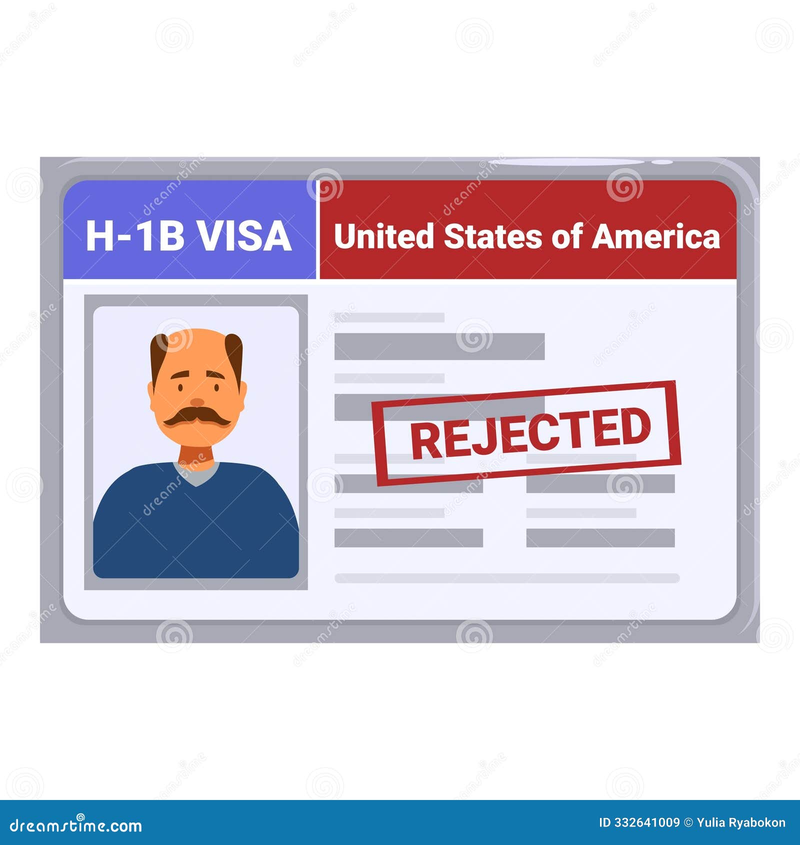 Man Holding Rejected H 1b United States Work Visa Stock Vector ...