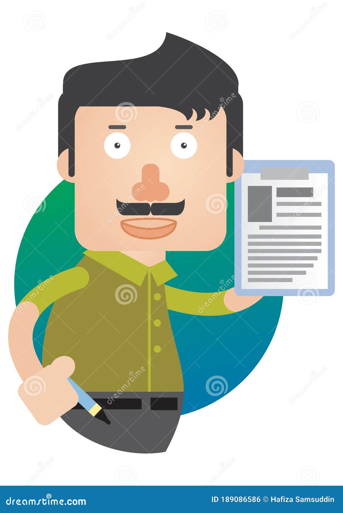 Man Holding Report and Pen. Vector Illustration Decorative Design Stock ...