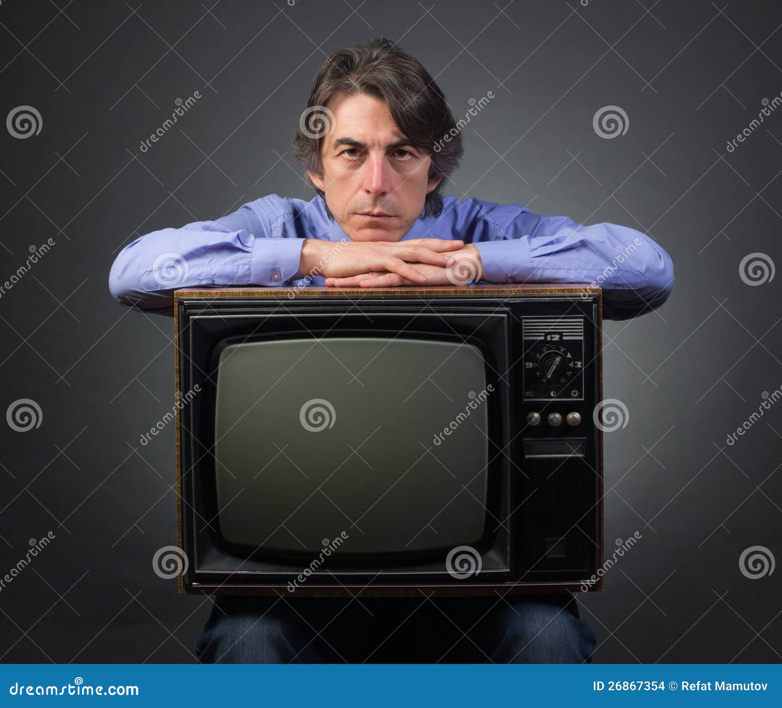 A Man Holding a Retro Television Stock Photo - Image of abstract ...