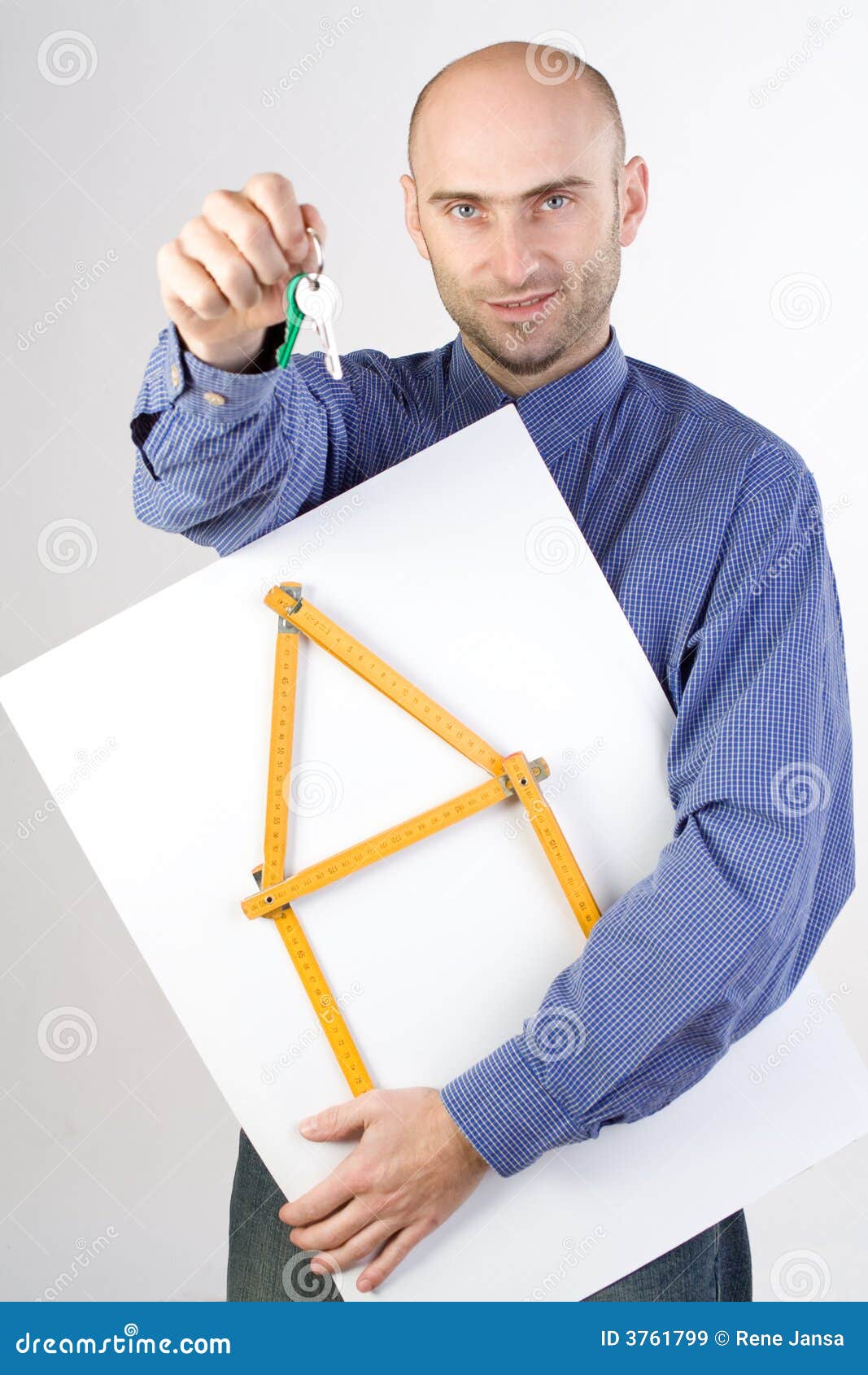 Man Holding Rulers and Keys Stock Image - Image of real, gripping: 3761799