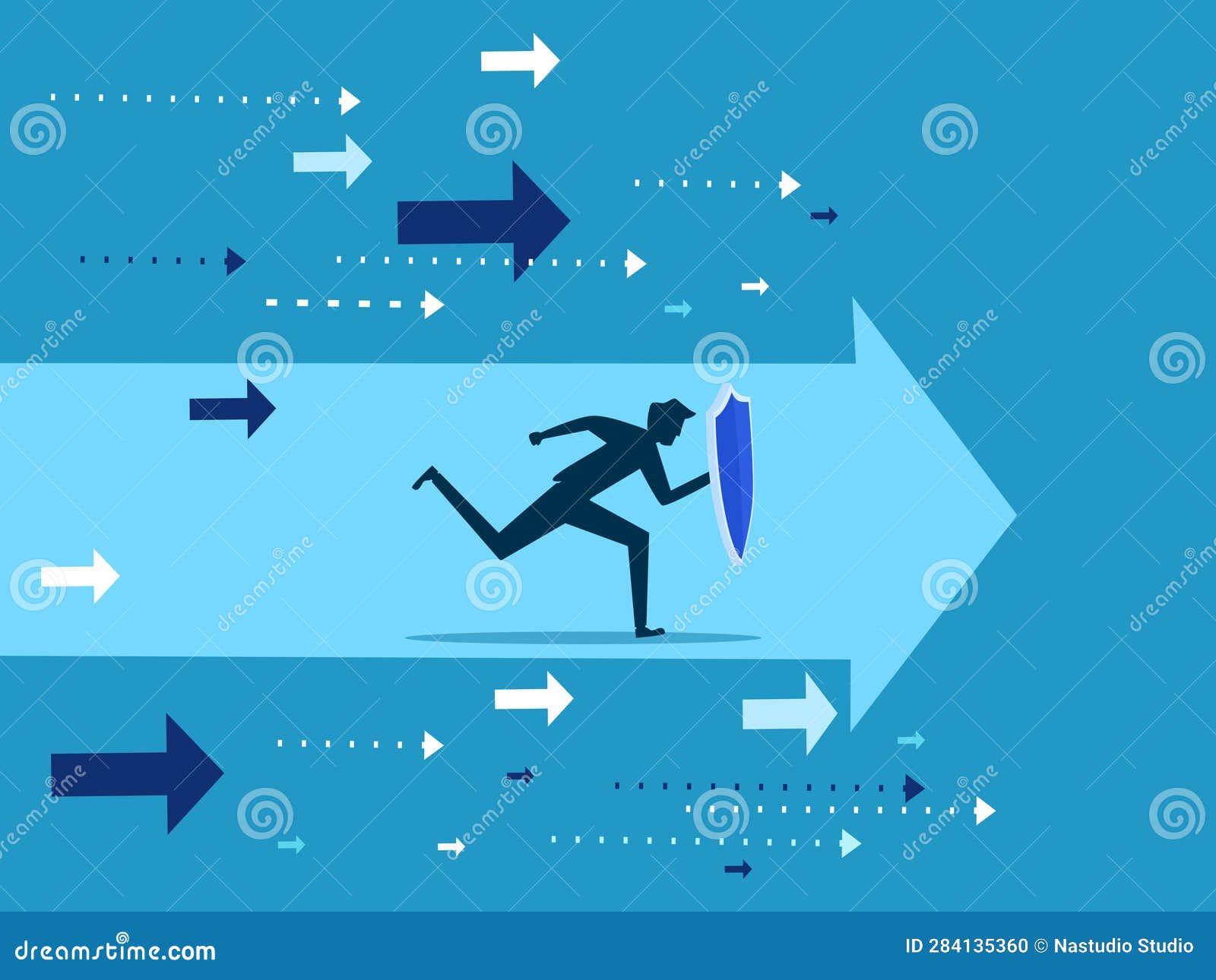 Man Holding a Shield Running in the Direction of the Arrow Pointing ...