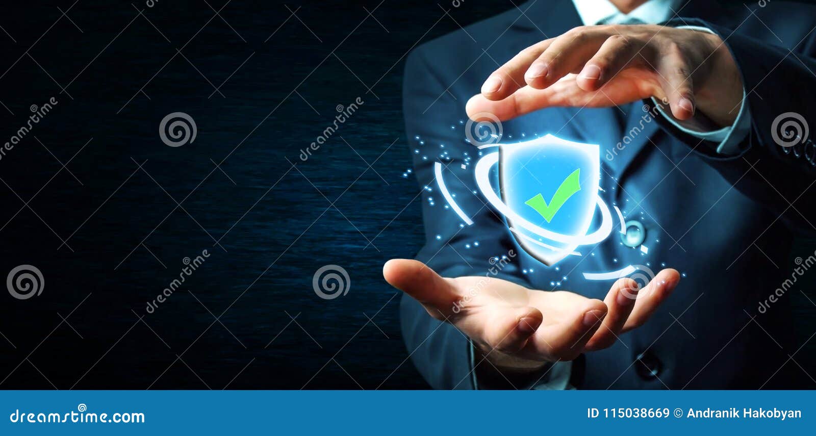 Man Holding Shield Security Sign. Stock Image - Image of finger ...