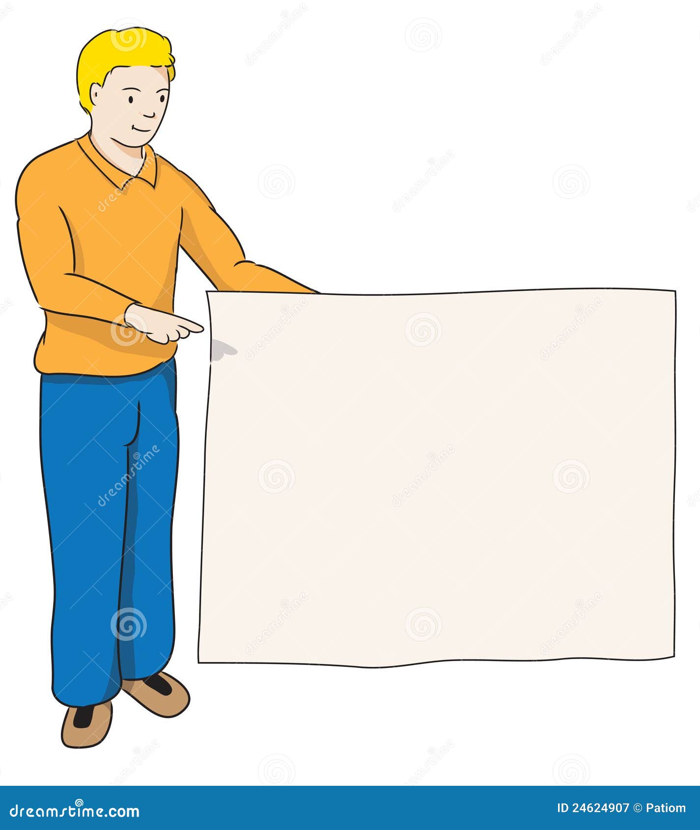 Man holding sign stock illustration. Illustration of presenting - 24624907