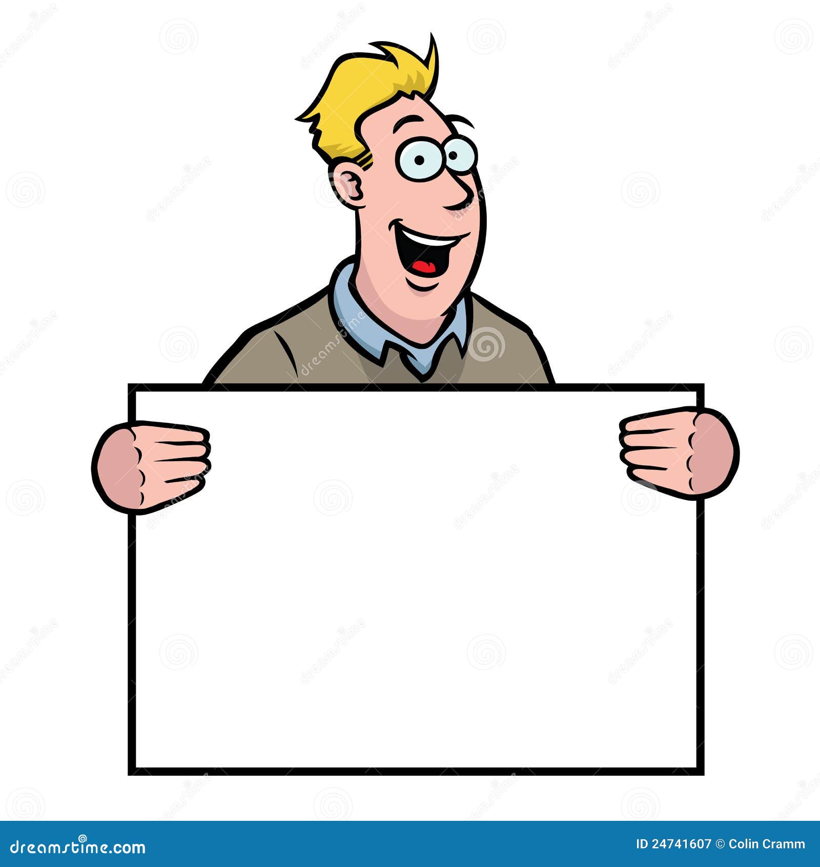 Man holding a sign stock vector. Illustration of holding - 24741607