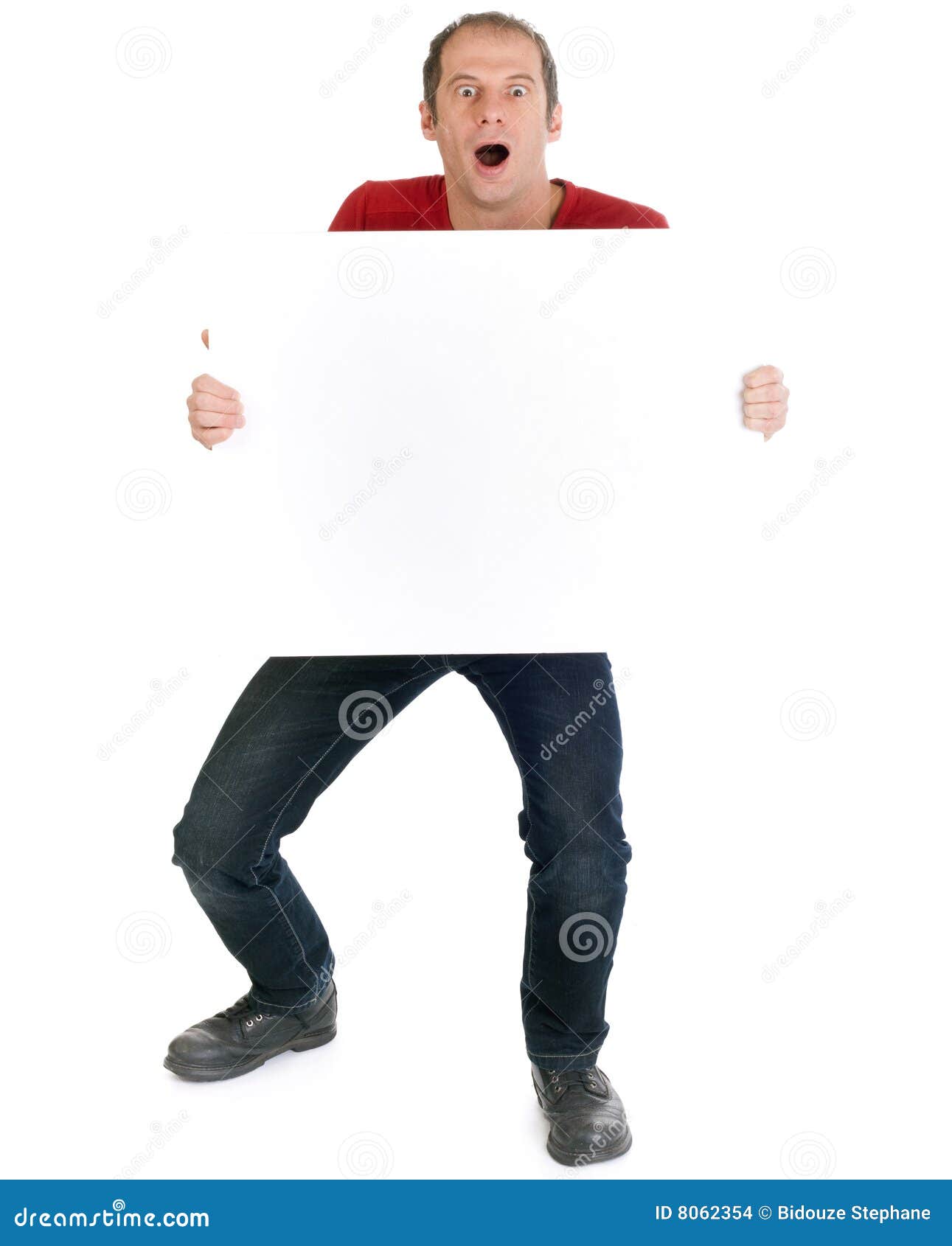 Man holding sign stock photo. Image of mouth, board, isolated - 8062354