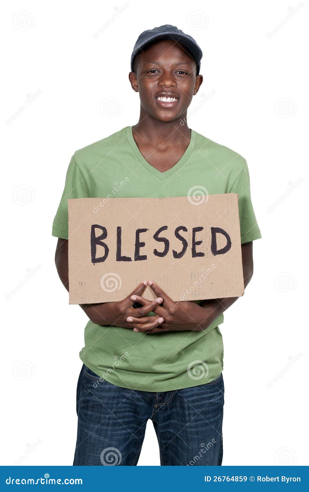 Man Holding Sign that Says Blessed Stock Image - Image of human ...