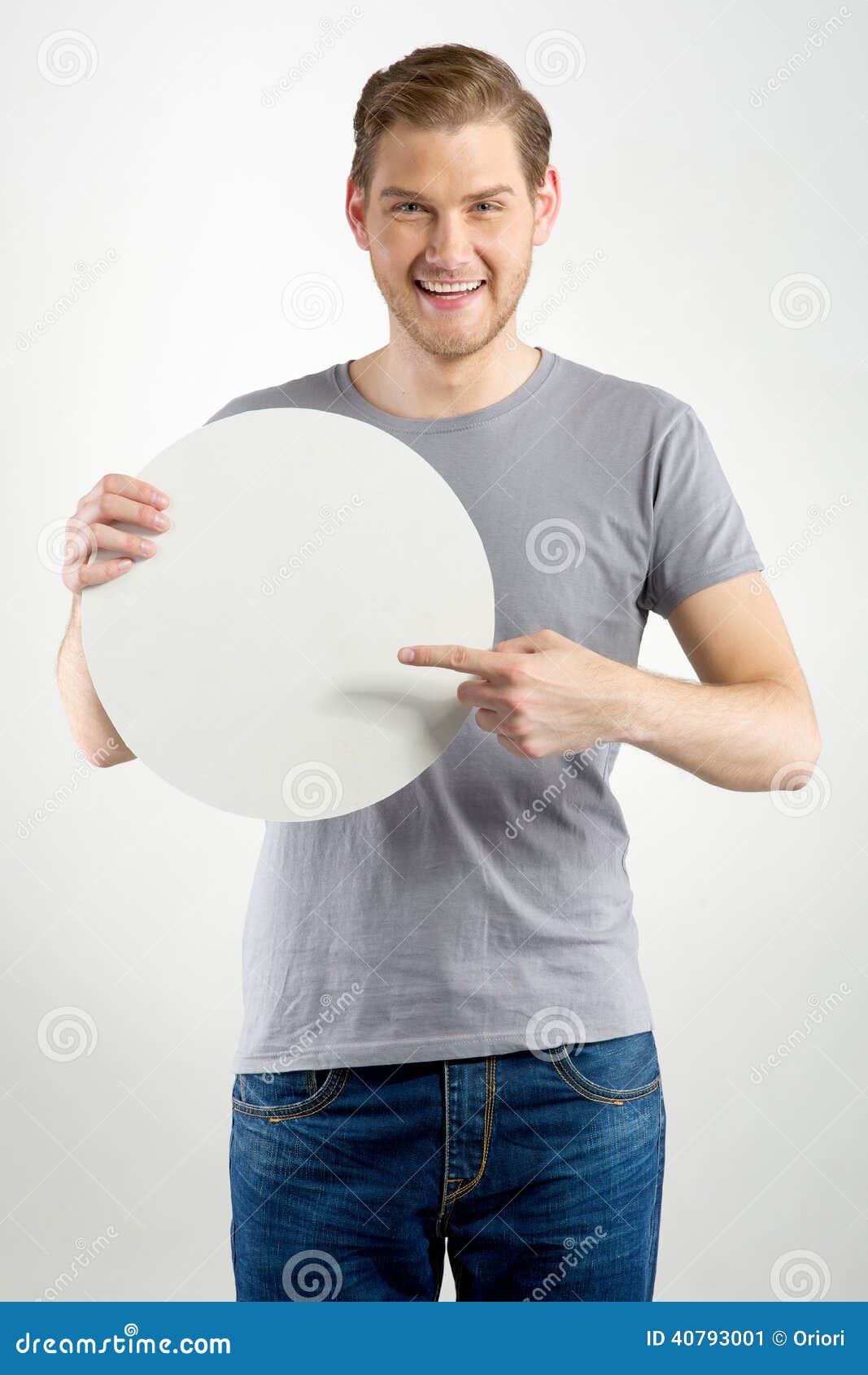 Man holding sign stock image. Image of grey, board, advertisement ...
