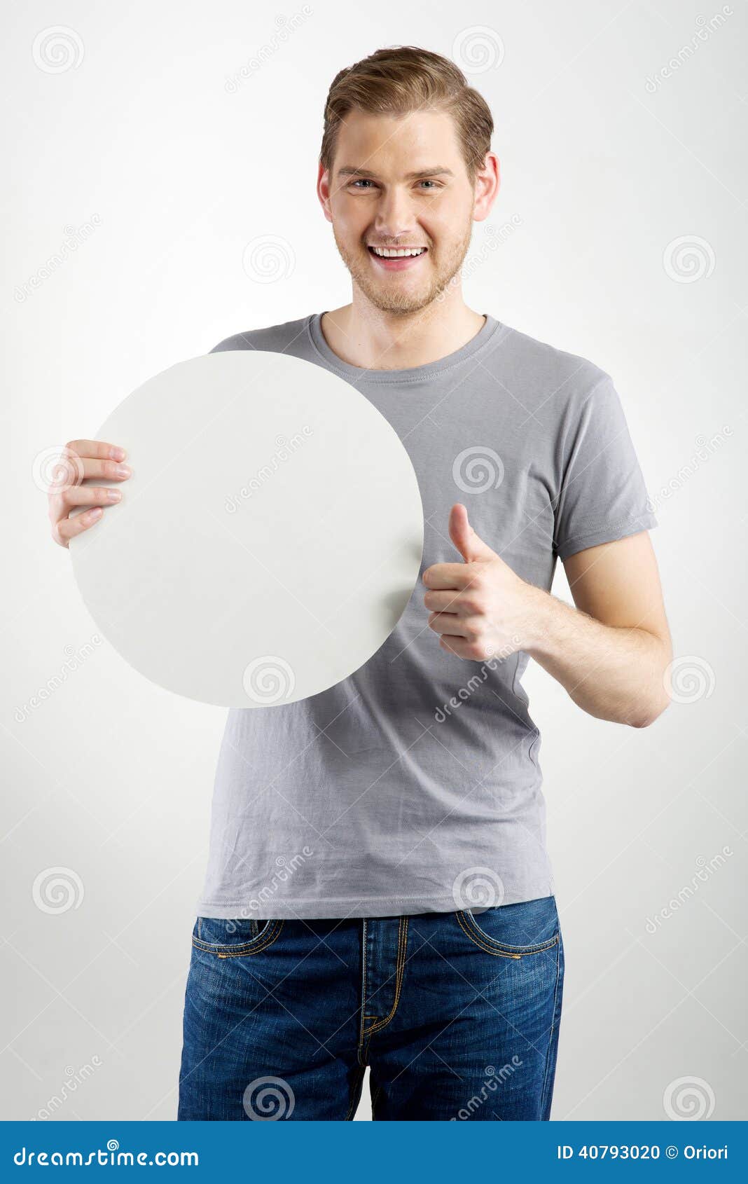 Man holding sign stock photo. Image of isolated, smile - 40793020