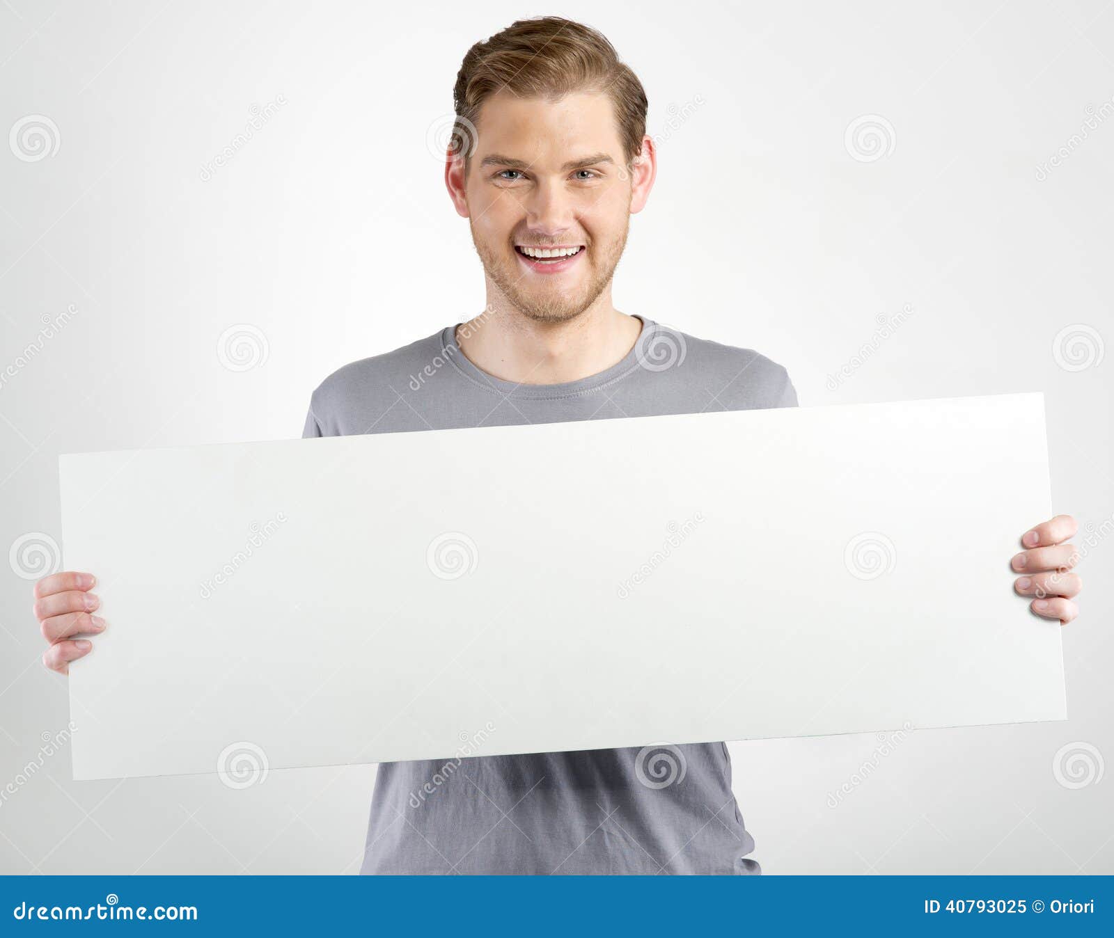 Man holding sign stock image. Image of happy, placard - 40793025