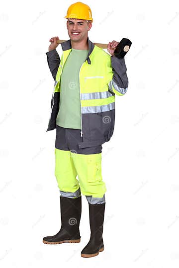 Man holding sledge hammer stock image. Image of masses - 32239257