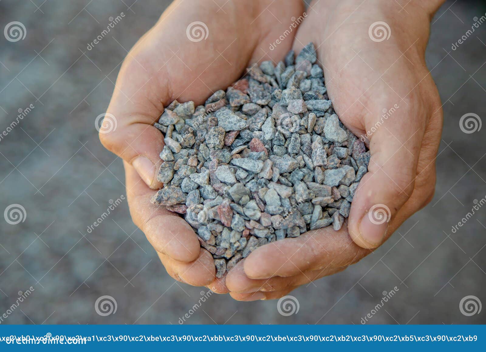 Man Holding Small Rubble in His Hands Selective Focus Stock Image ...
