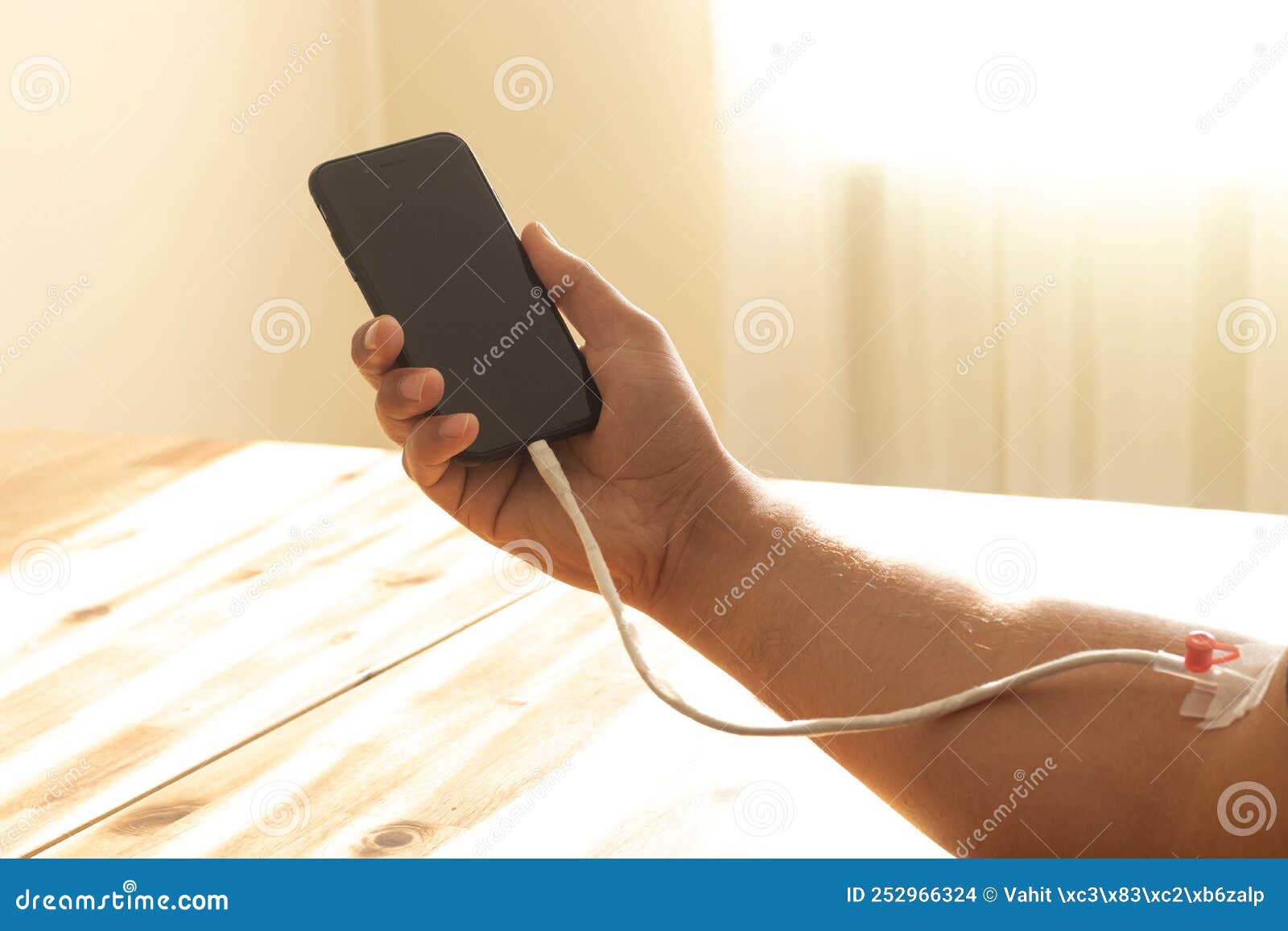 Man Holding Smartphone. Mobile Phone Addiction Concept Stock Photo ...