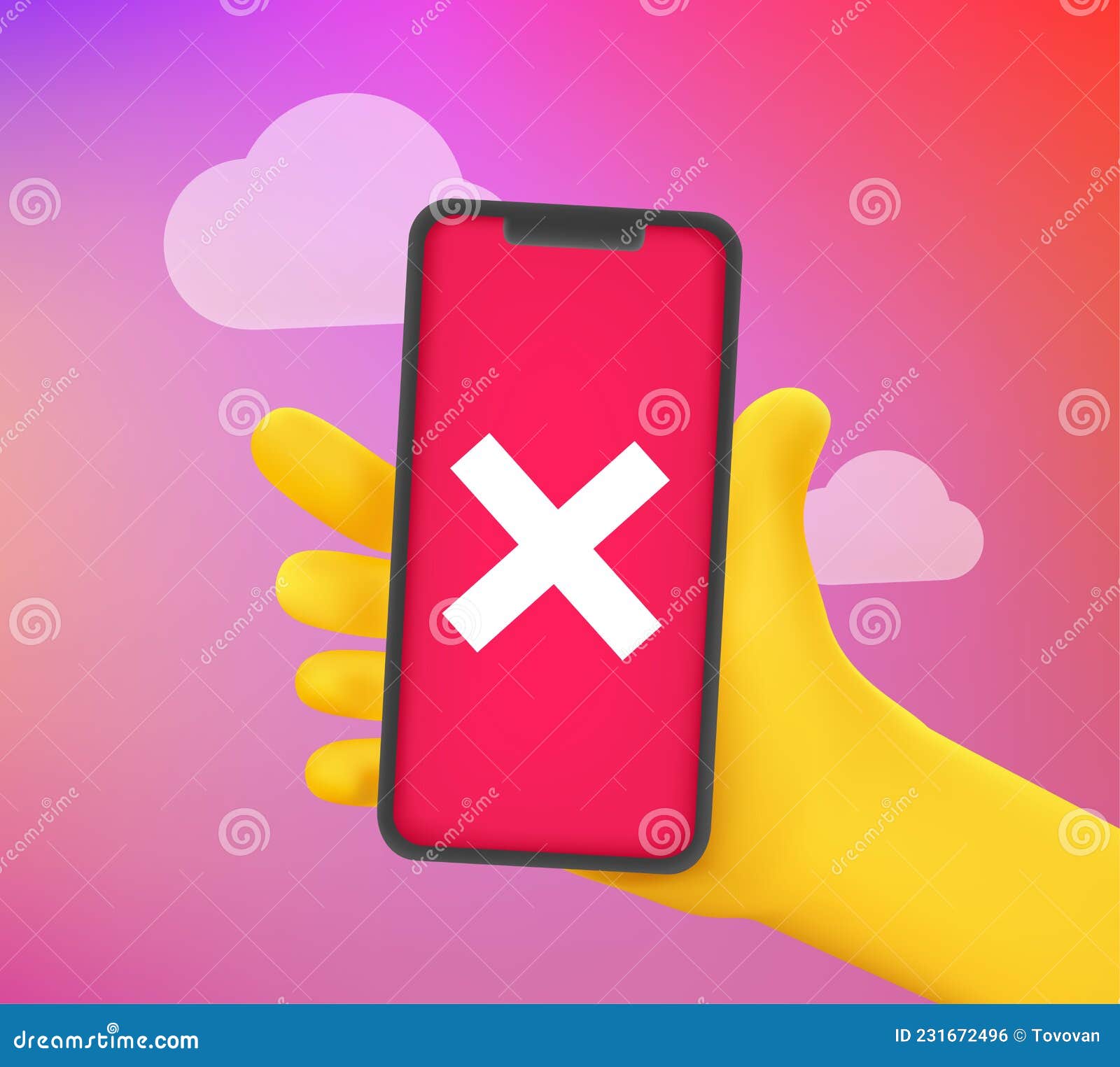 Man Holding Smartphone with Red Screen Stock Vector - Illustration of ...
