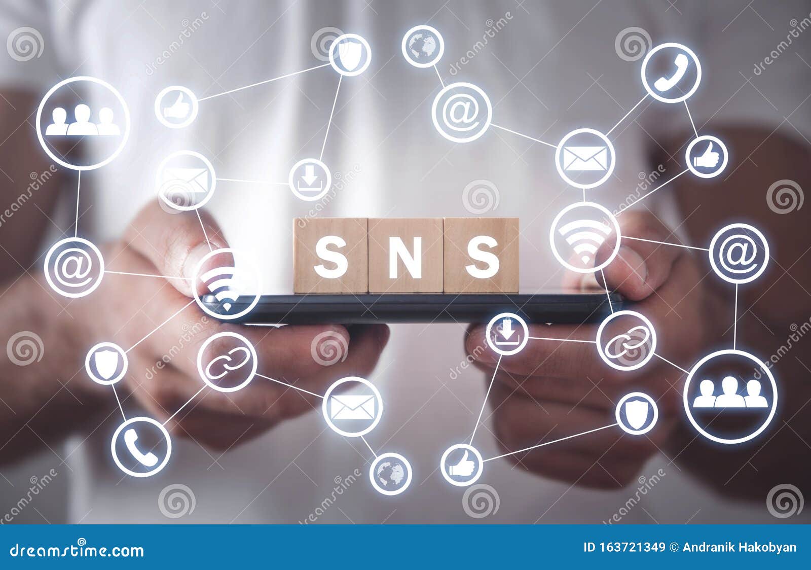 Man Holding Smartphone. SNS. Social Networking Service Stock Image ...
