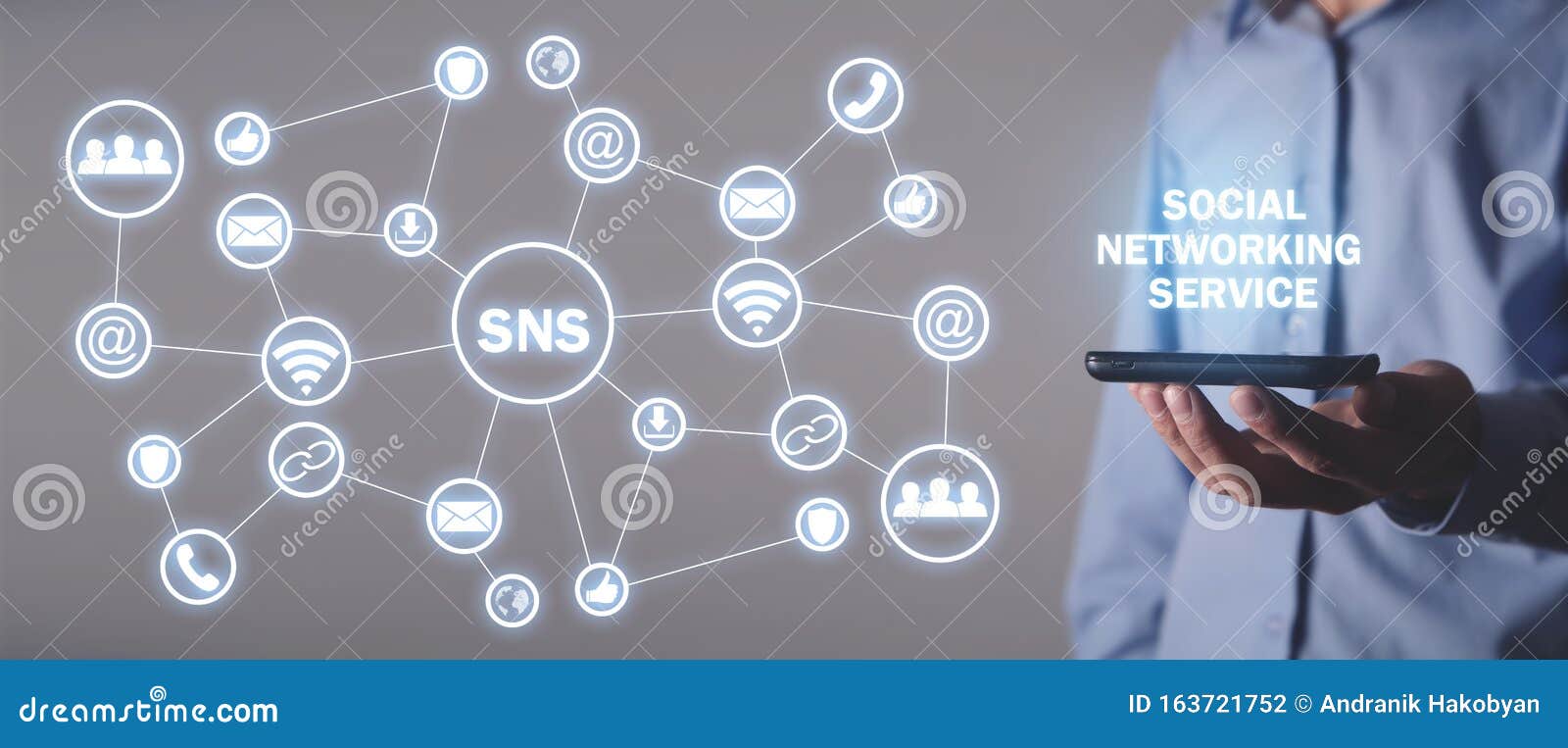 Man Holding Smartphone. SNS Stock Photo - Image of connection ...