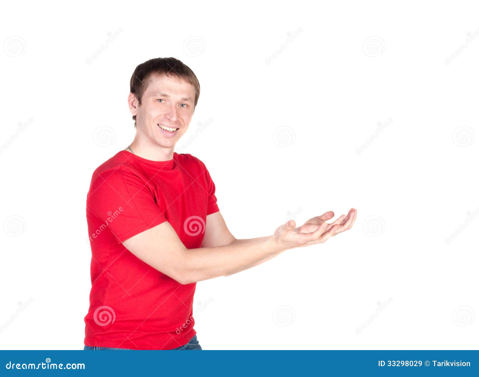 Man holding something stock image. Image of smile, isolated - 33298029