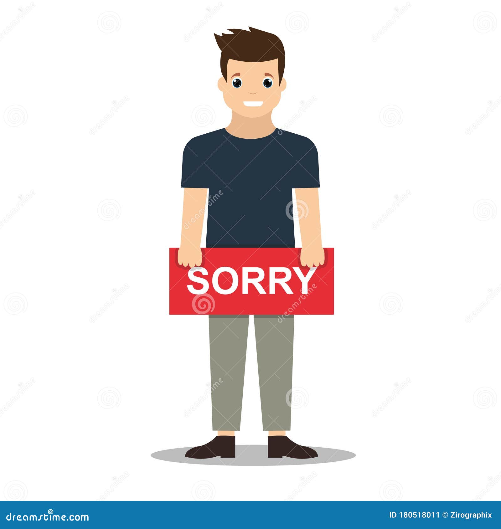 Man Holding a Sorry Sign Illustration Design Stock Illustration ...