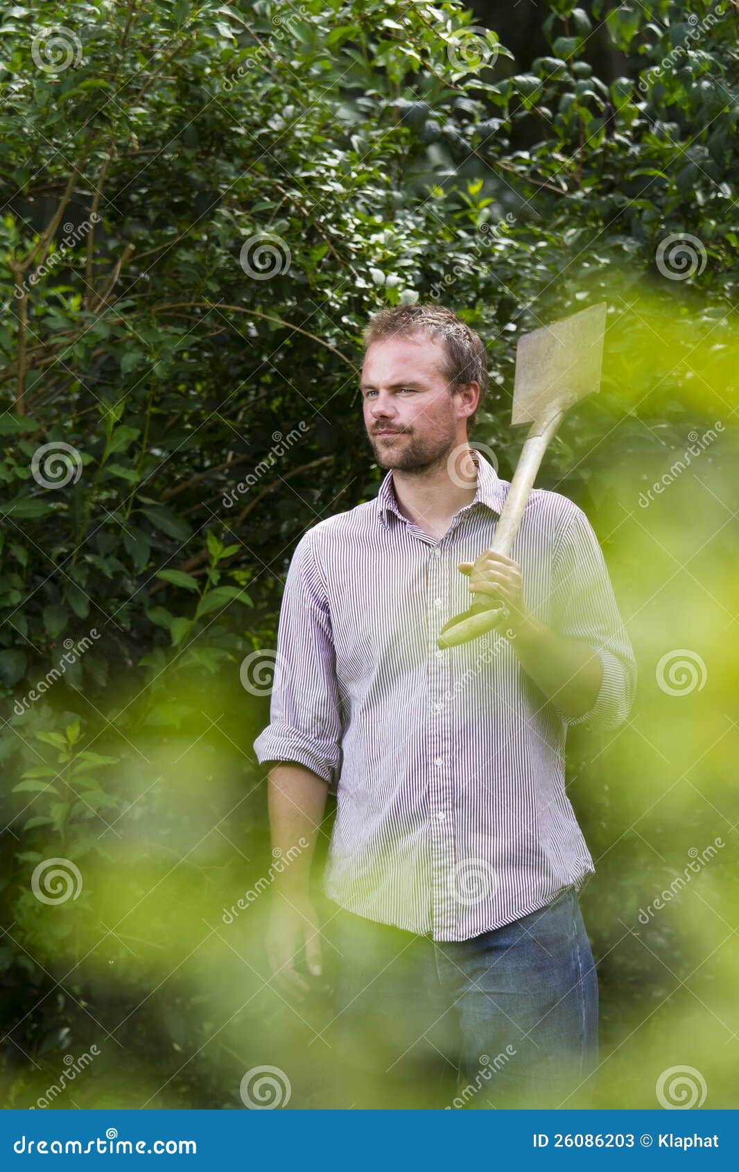 Man holding spade stock image. Image of work, looking - 26086203
