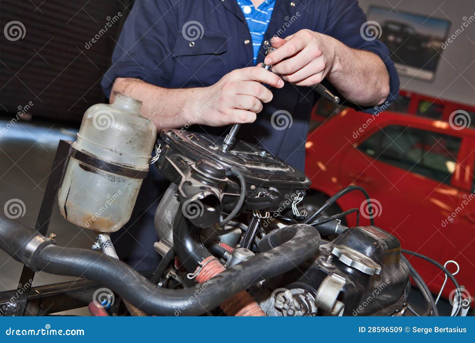 Man Holding a Spanner Over a Car Engine Stock Image - Image of people ...