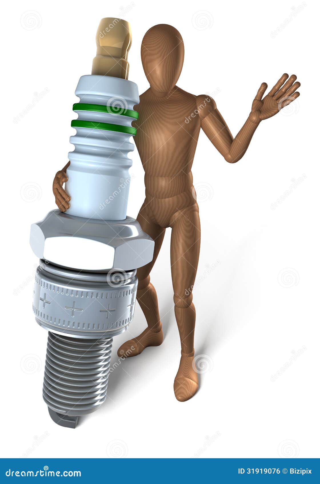 Man holding spark plug stock illustration. Illustration of character ...