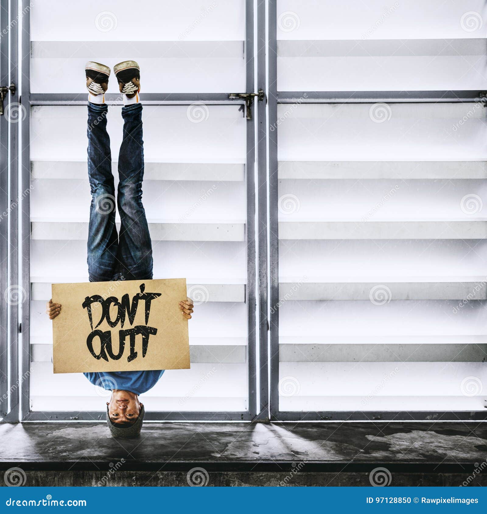 Man Holding Speech Sign Do Not Quit Concept Stock Photo - Image of ...