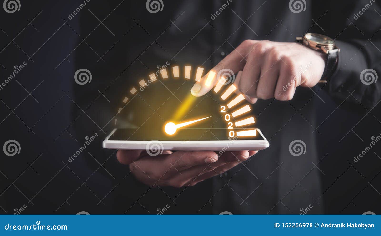 Man Holding Speedometer. 2020 Year Stock Photo - Image of speedometer ...