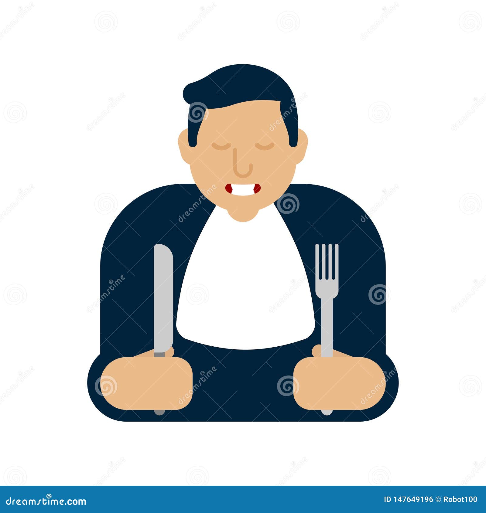 Man Holding Spoon and Fork on White Background Stock Vector ...