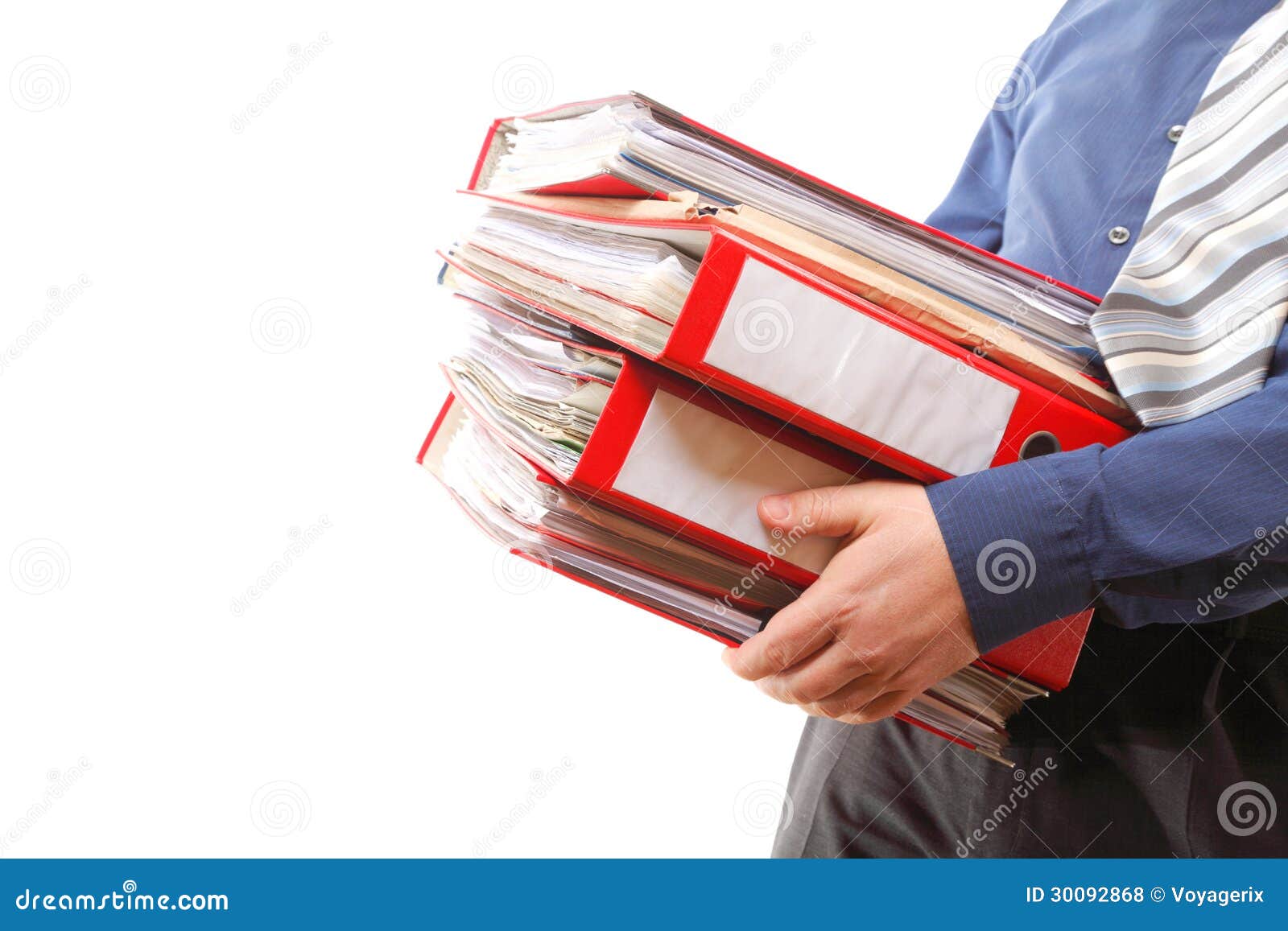 Male Office Worker Carrying a Stack of Files Stock Photo - Image of ...