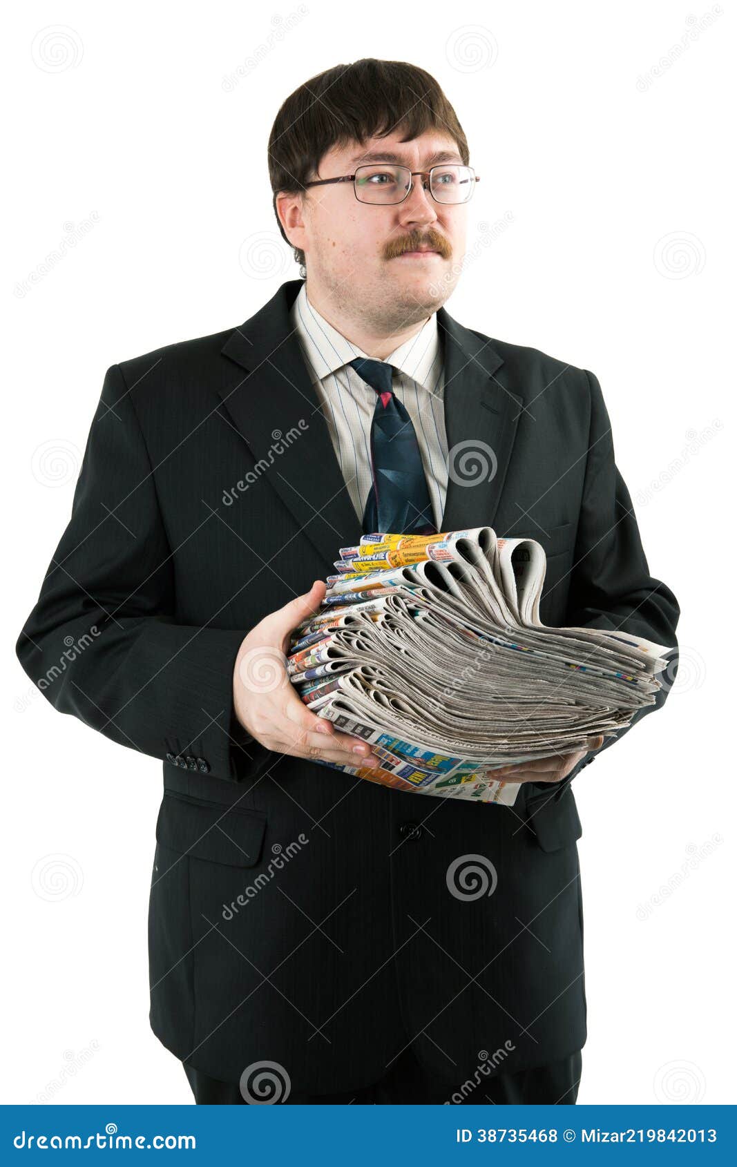 Man Holding a Stack of Newspapers Stock Photo - Image of businessman ...