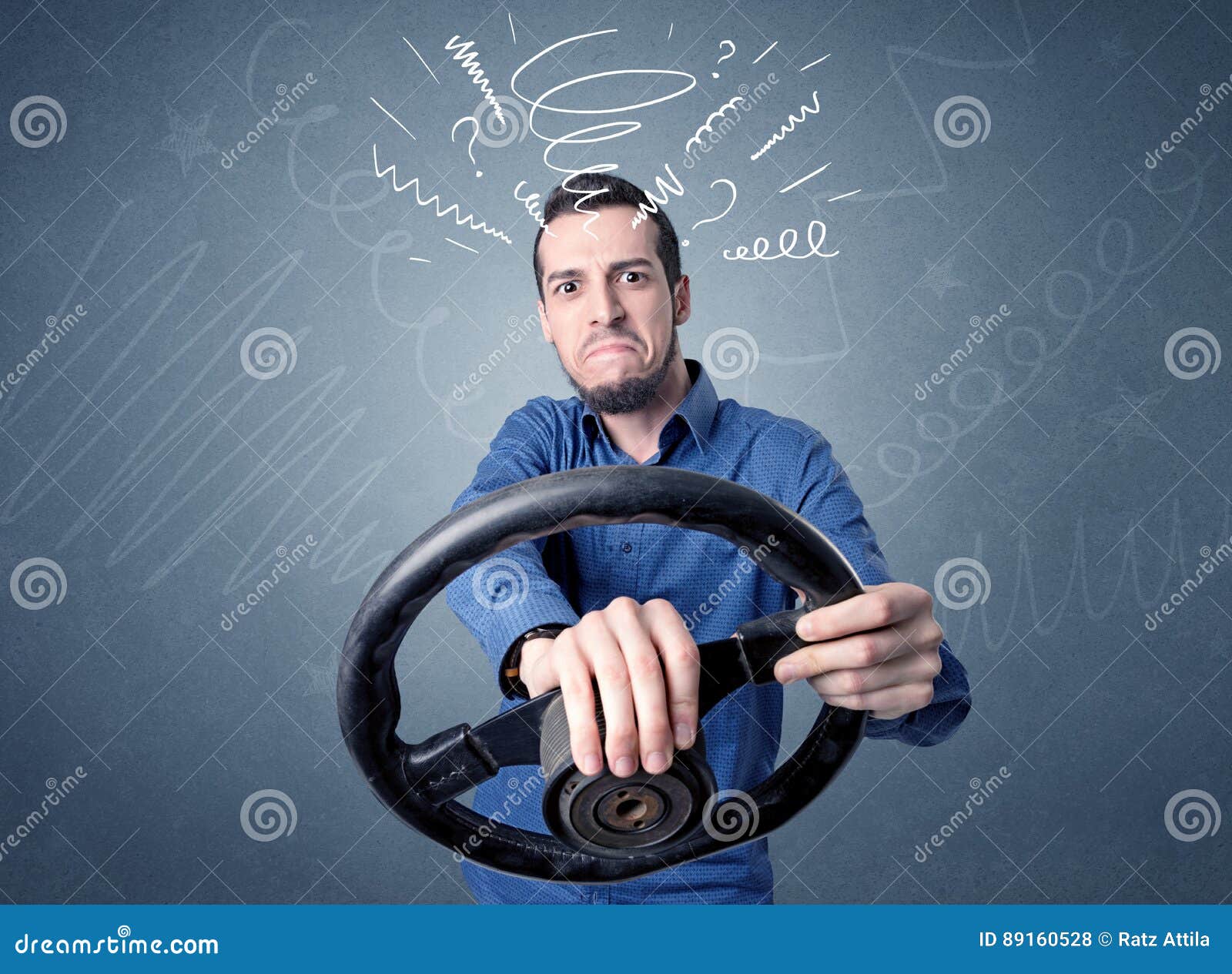 Man holding steering wheel stock photo. Image of beard - 89160528