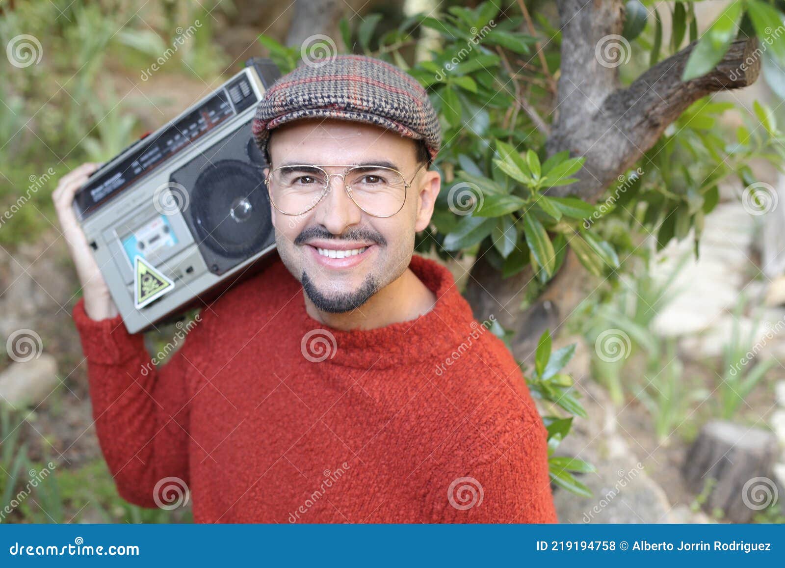 Man Holding Stereo Boombox In The 1980s Stock Image | CartoonDealer.com ...