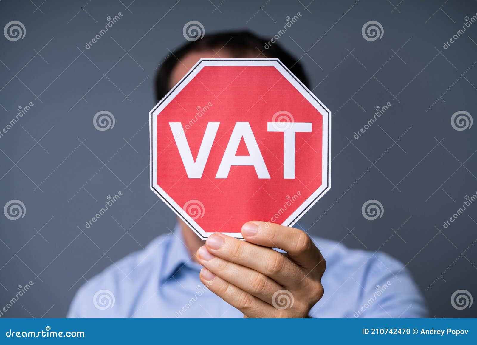 Man Holding Stop Red Sign with Vat Text Stock Photo - Image of octagon ...