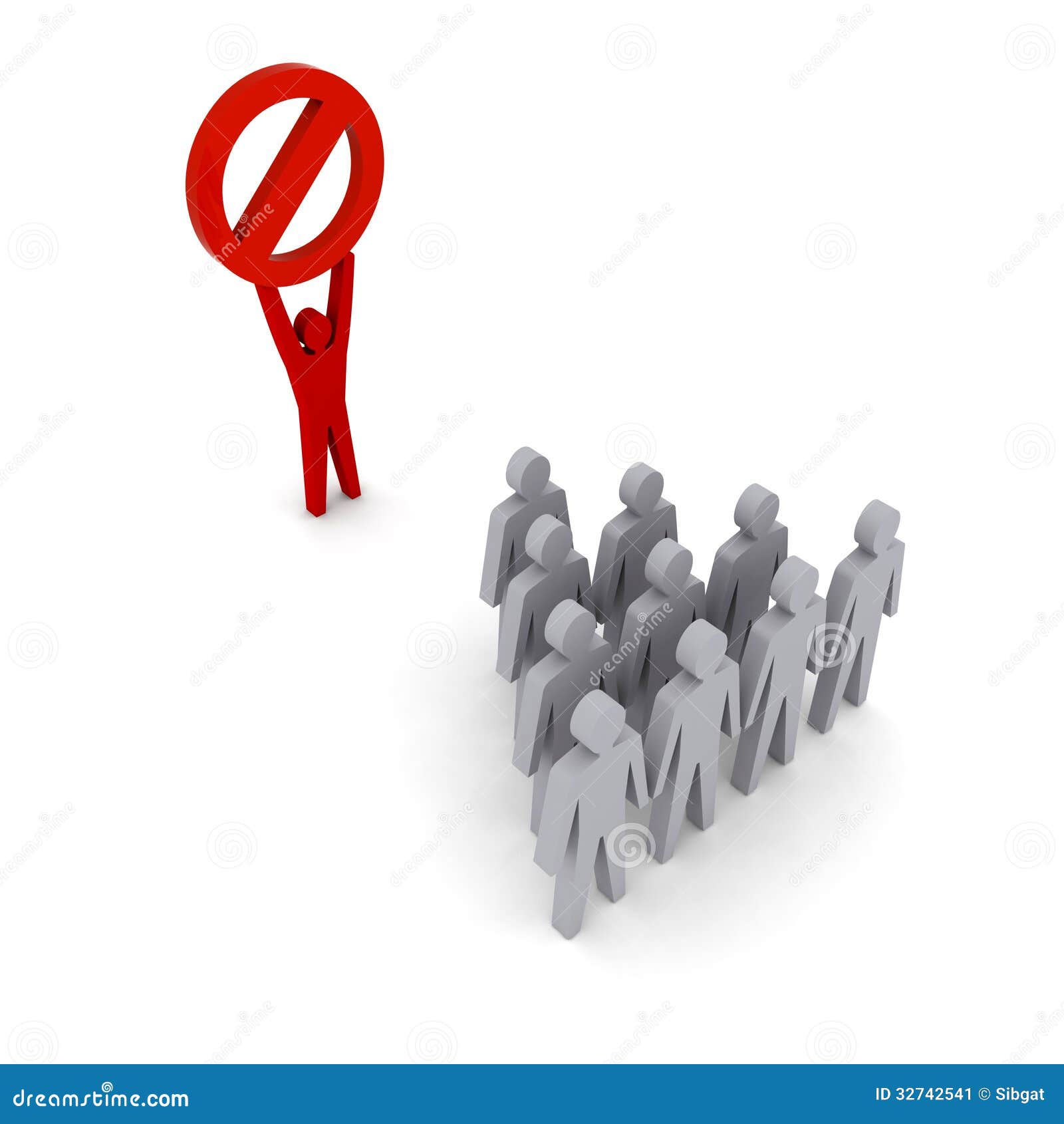 Man Holding Stop Sign in Front of the Team. Stock Illustration ...