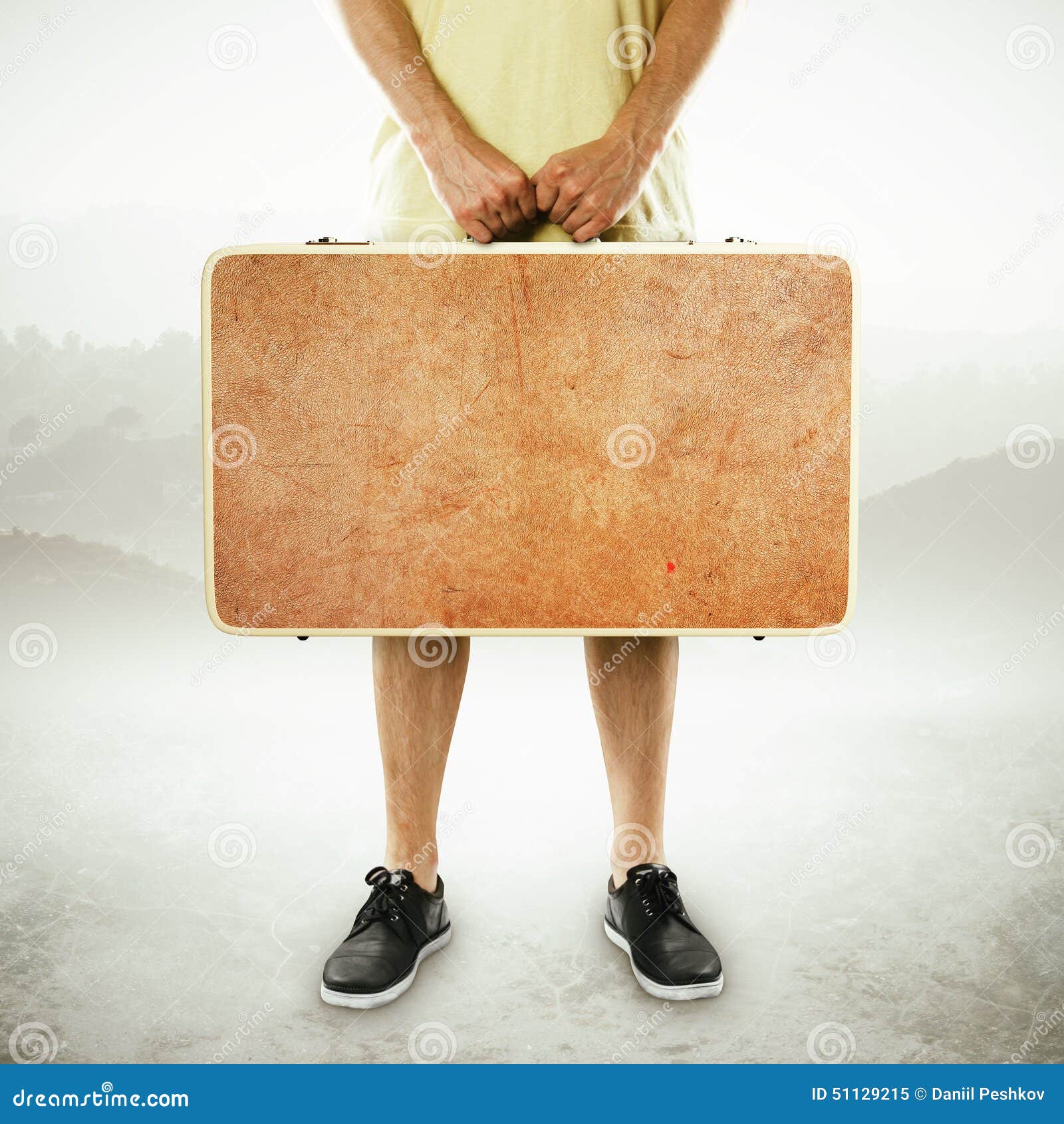 Man holding suitcase stock image. Image of fabric, leather - 51129215