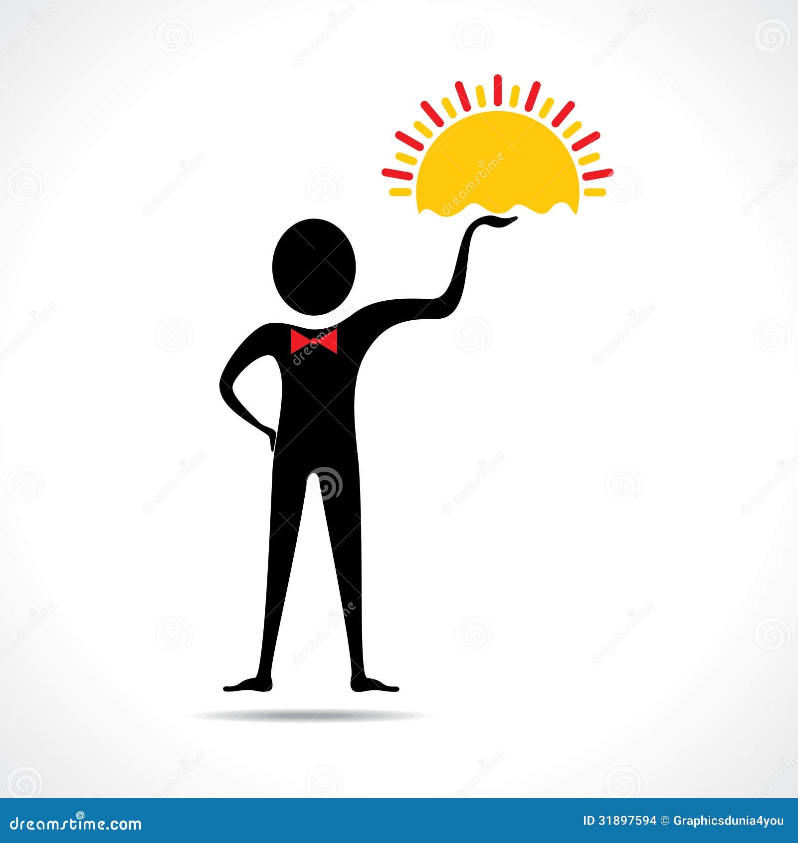 Man holding sun icon stock vector. Illustration of design - 31897594