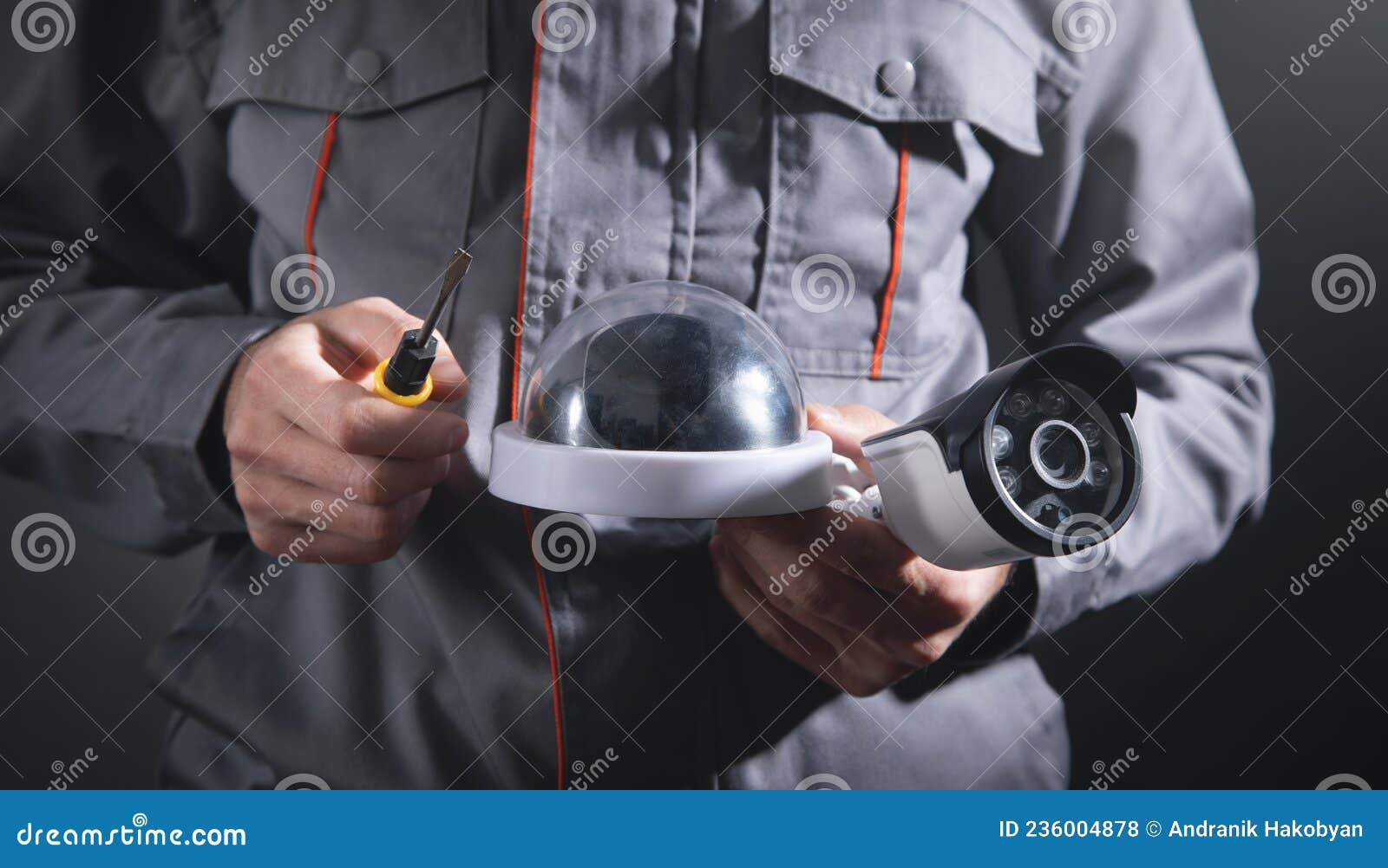 Man Holding Surveillance Security Camera Stock Photo - Image of ...