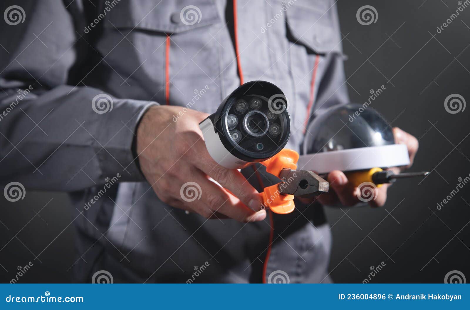 Man Holding Surveillance Security Camera Stock Photo - Image of ...