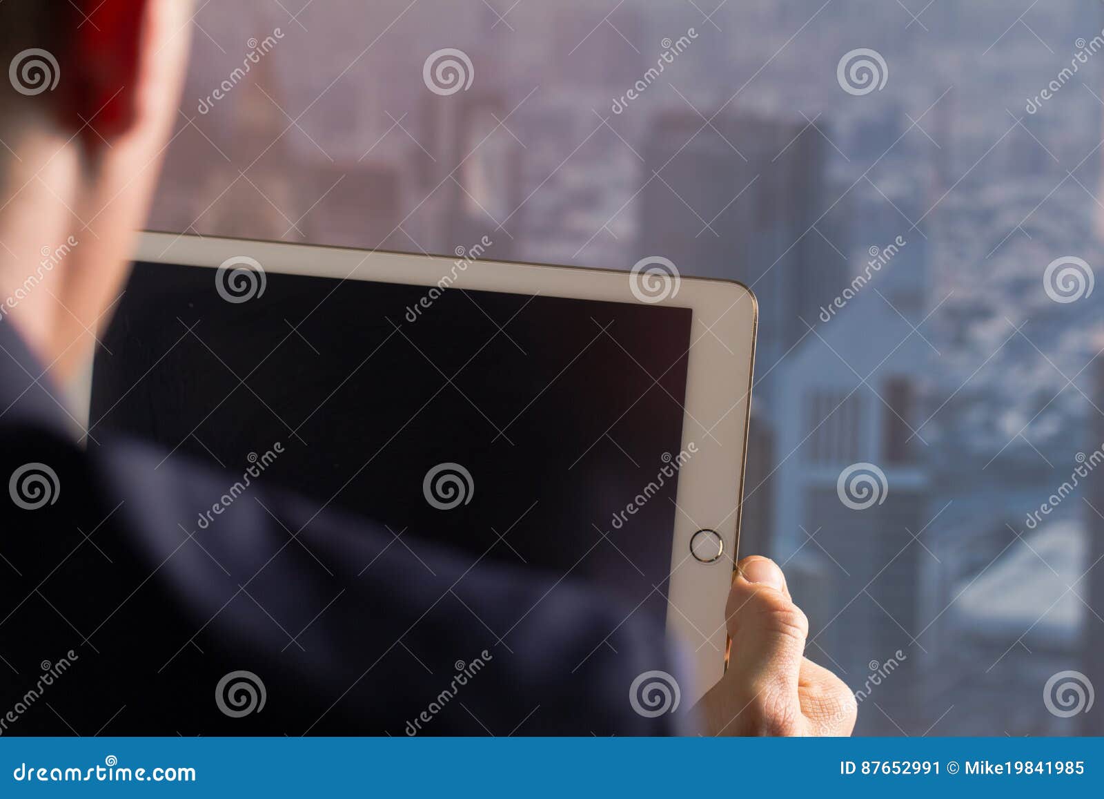 Man Holding a Tablet in Dubai Office Stock Image - Image of paper ...