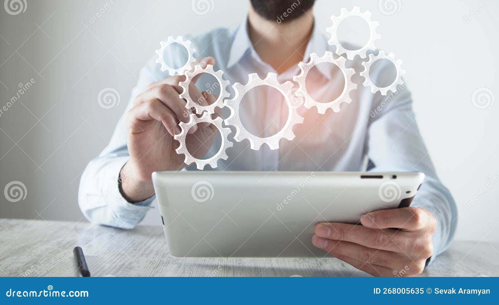 Technology Interface with Gear Wheel Stock Image - Image of management ...