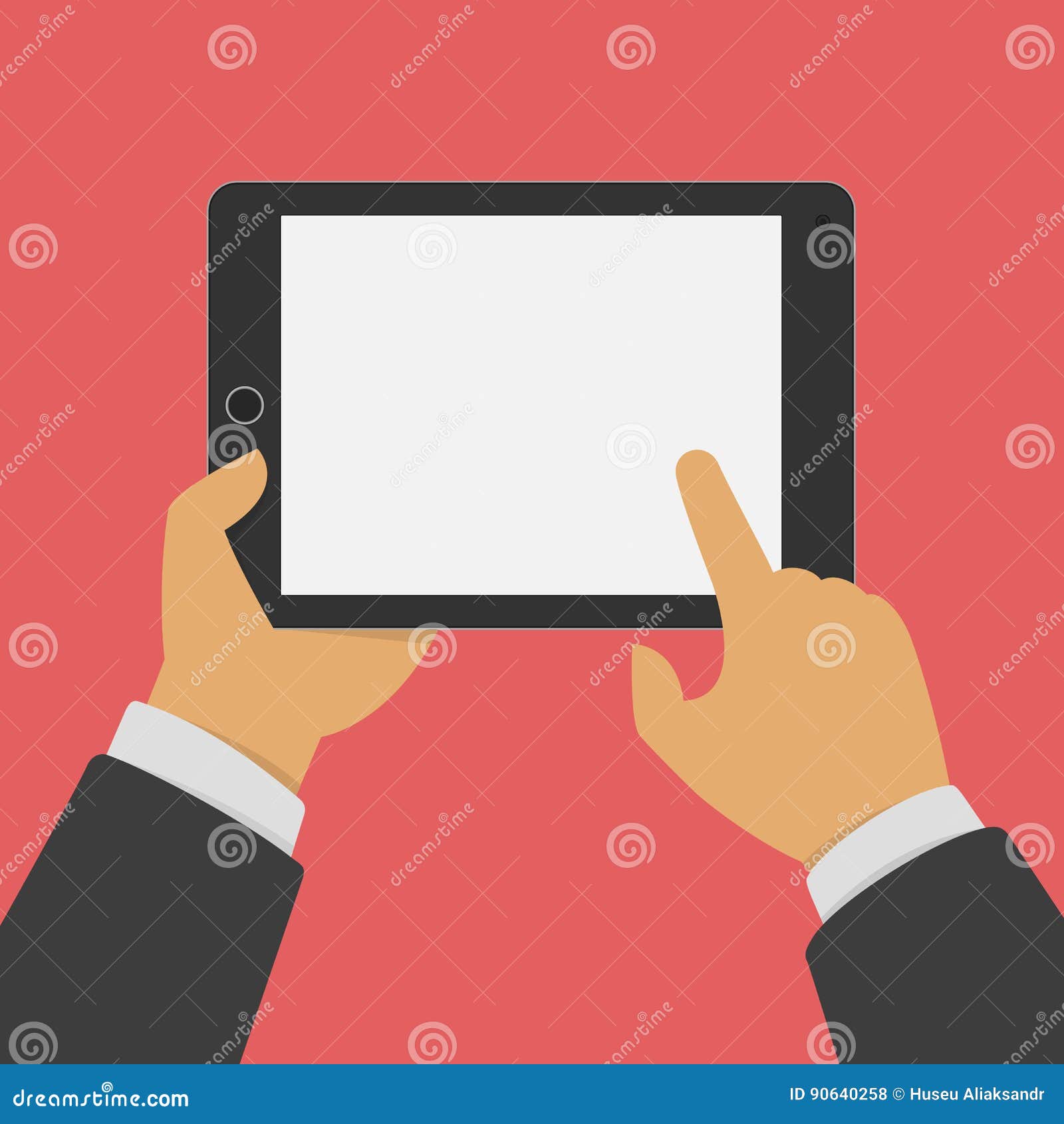 Man Holding Tablet in Hands. Stock Vector - Illustration of element ...
