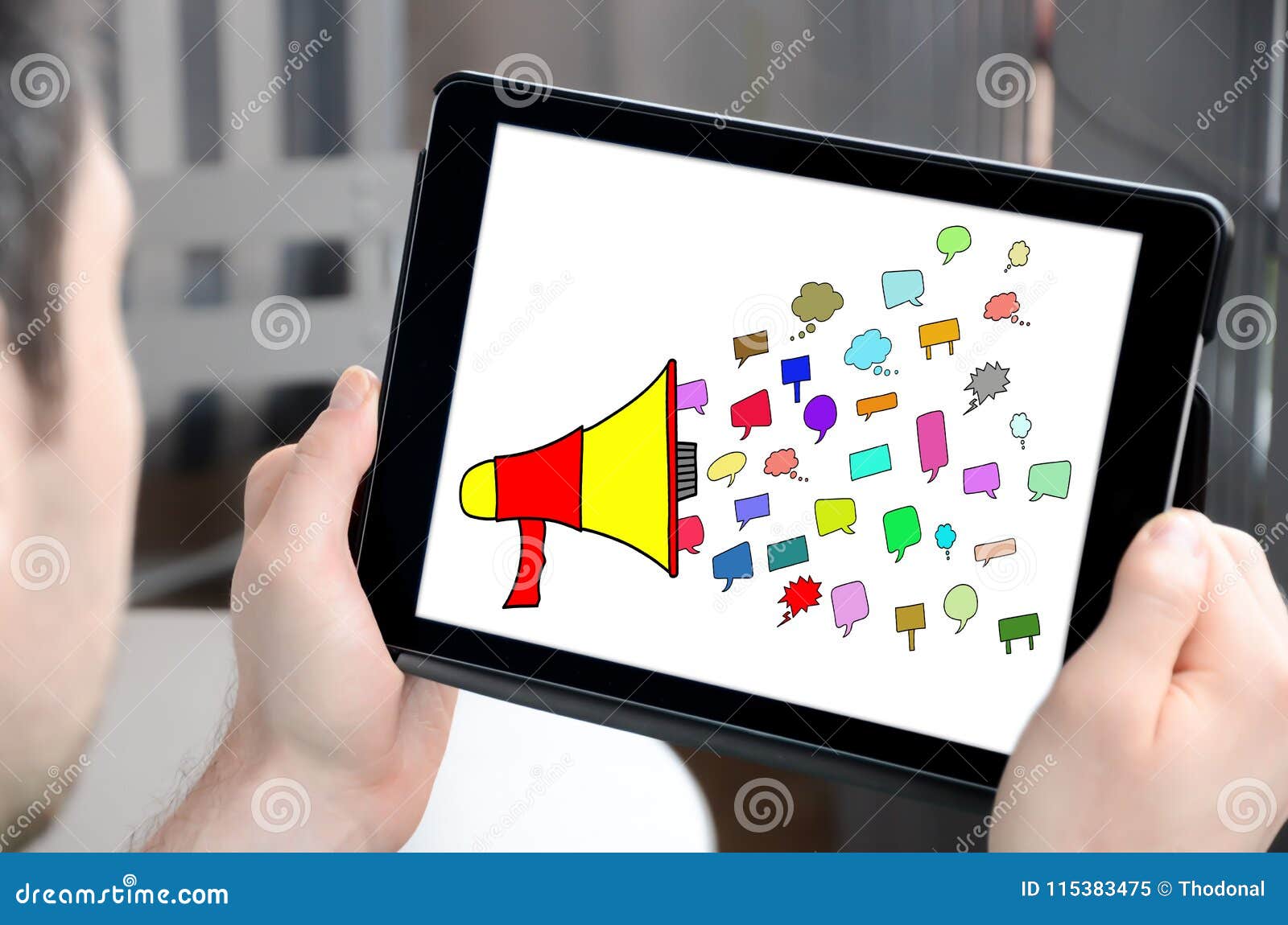 Communication Concept on a Tablet Stock Image - Image of people, bubble ...