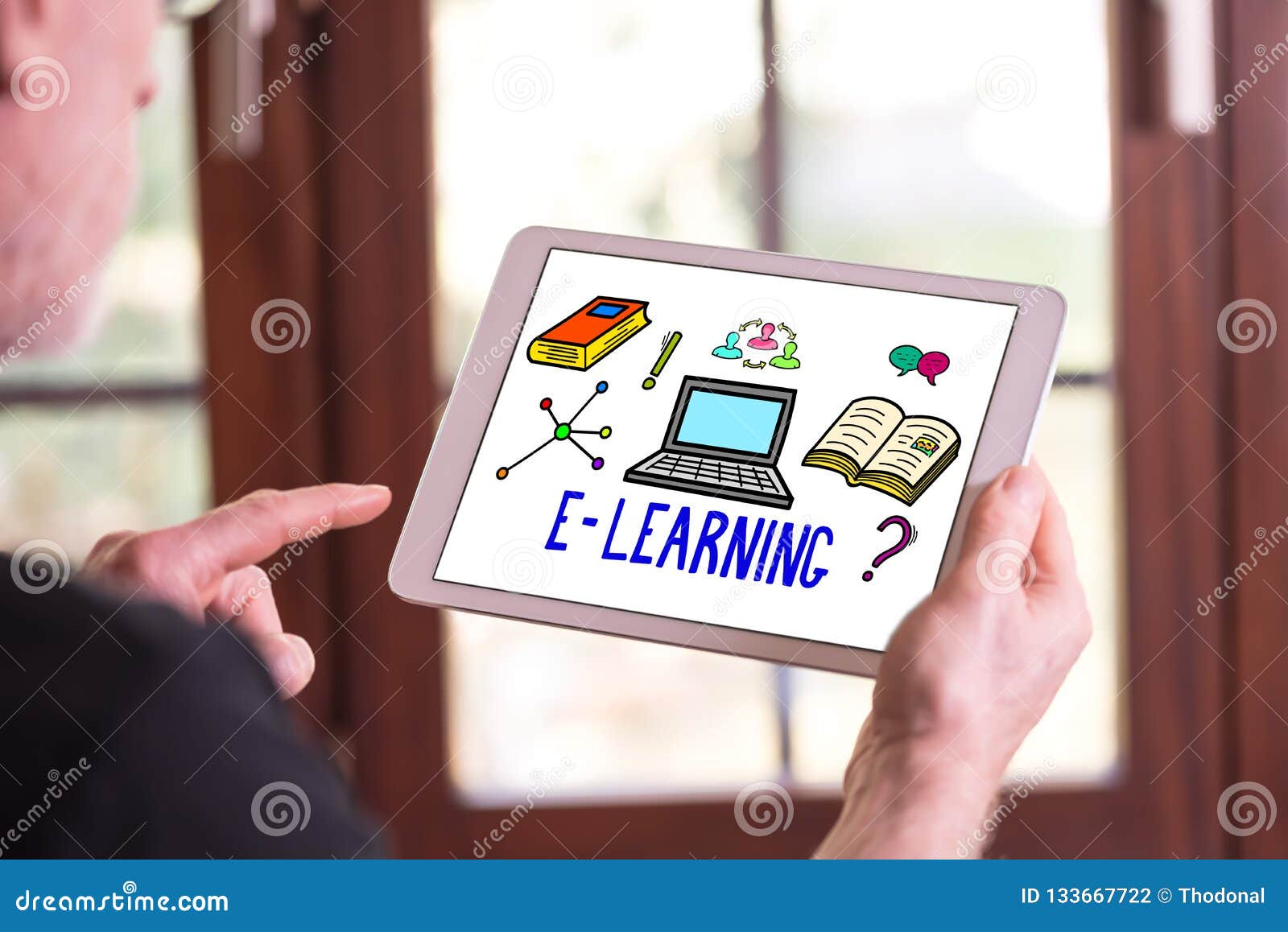 E-learning Concept on a Tablet Stock Photo - Image of laptop, lesson ...
