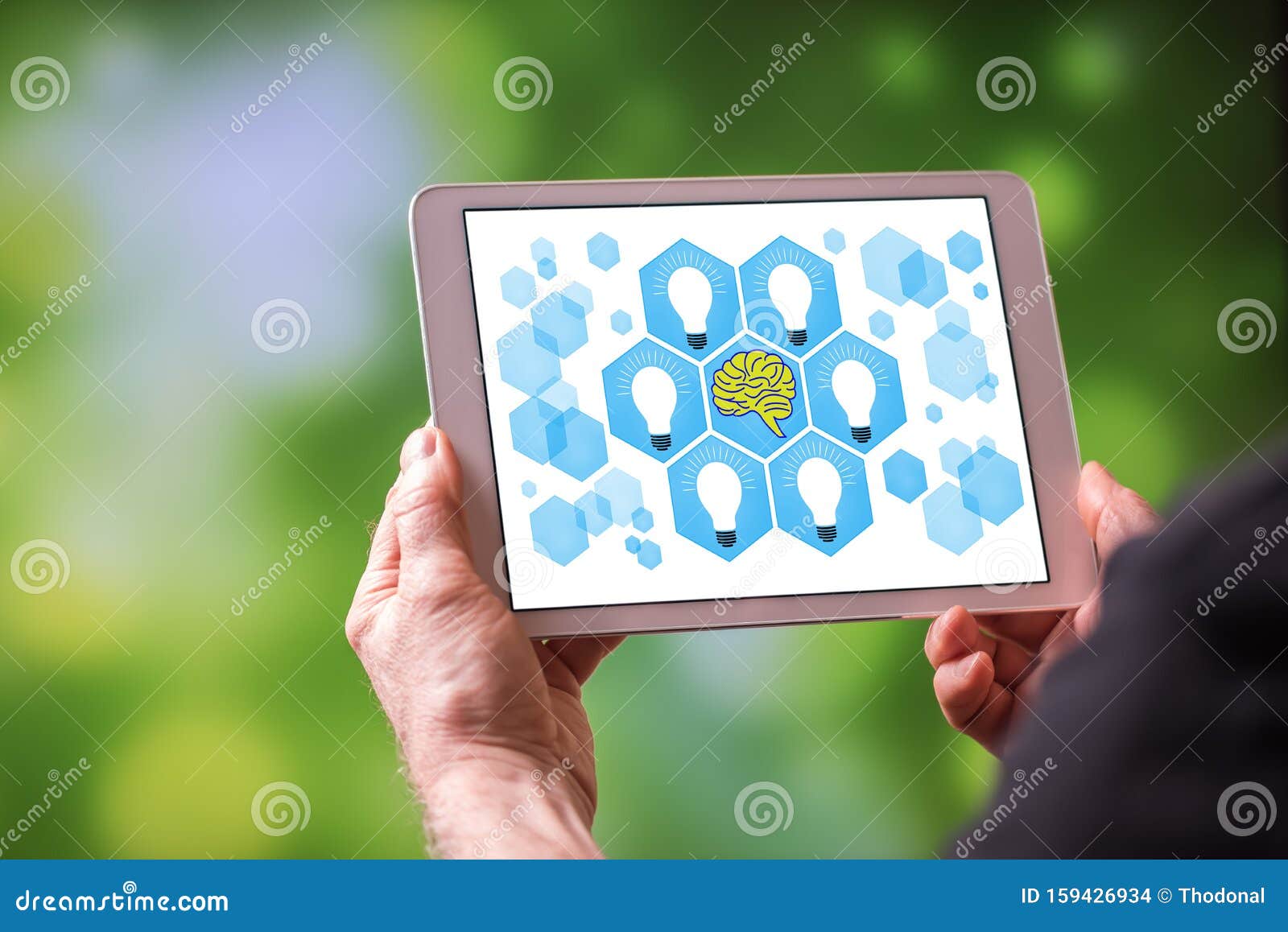Human Brain Ideas Concept on a Tablet Stock Photo - Image of concept ...