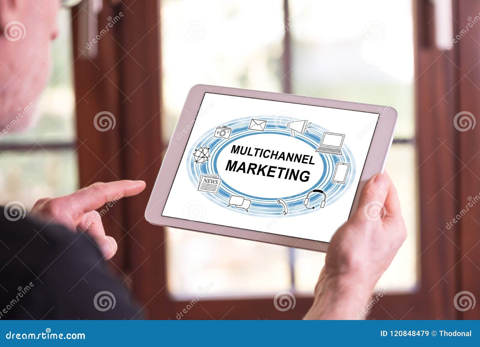 Multichannel Marketing Concept on a Tablet Stock Image - Image of ...