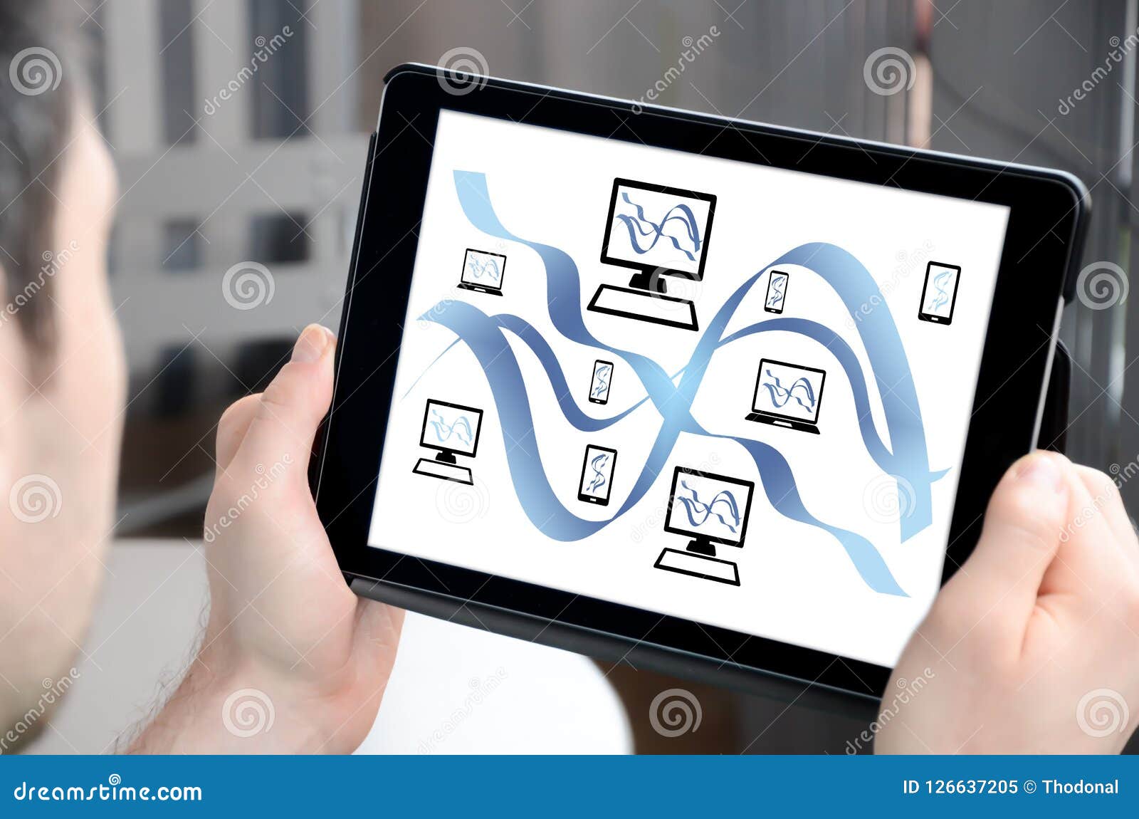 Network Communication Concept on a Tablet Stock Image - Image of device ...