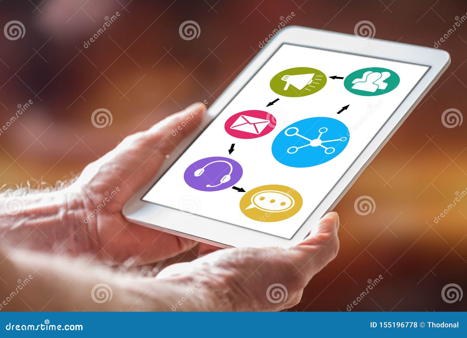 Network Communication Concept on a Tablet Stock Photo - Image of ...