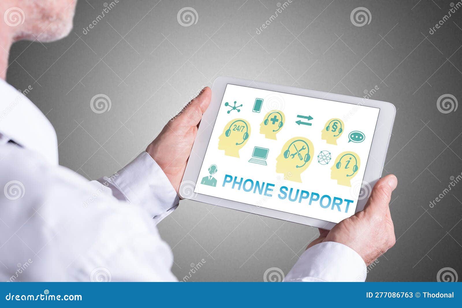 Phone Support Concept on a Tablet Stock Image - Image of online, help ...