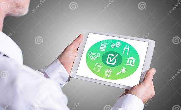 Validation Concept on a Tablet Stock Photo - Image of sign, green ...