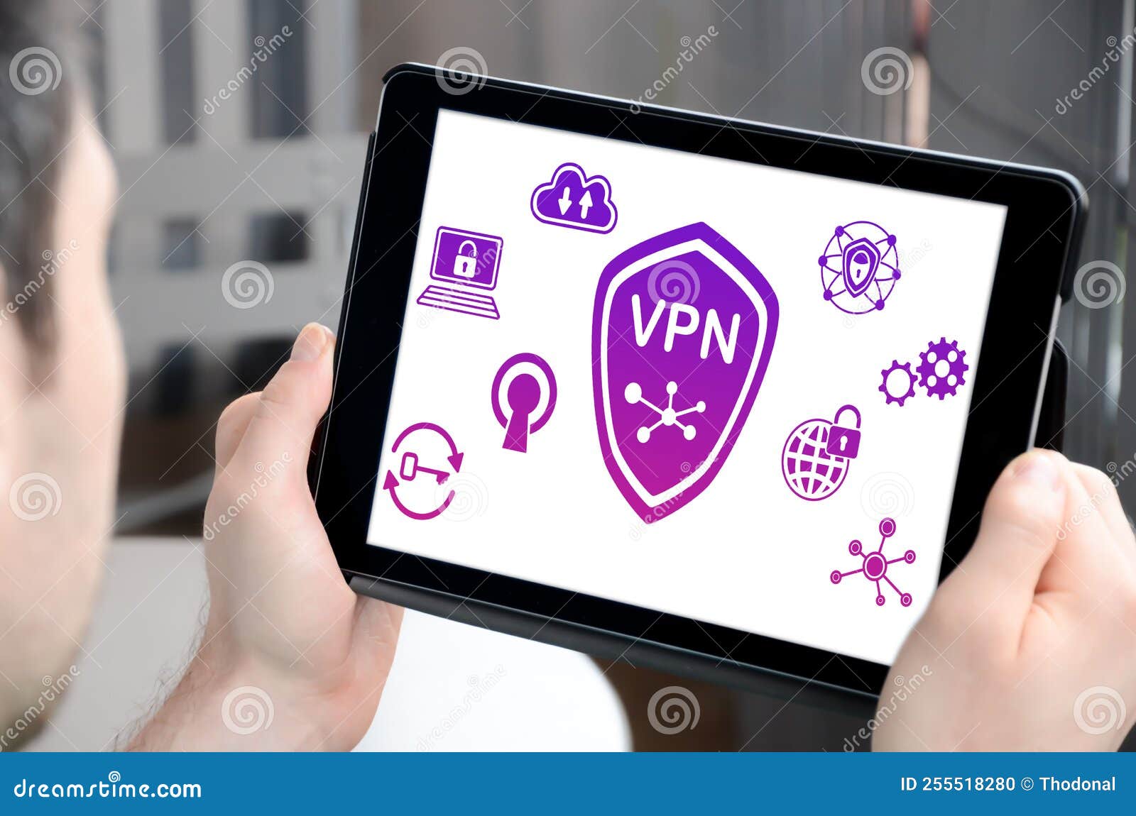 Vpn concept on a tablet stock photo. Image of protect - 255518280